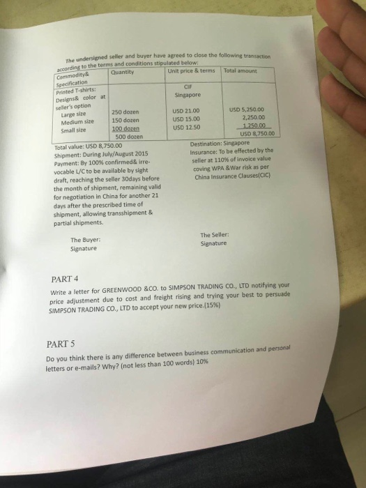 The undersigned seller and buyer have agreed to close | Chegg.com