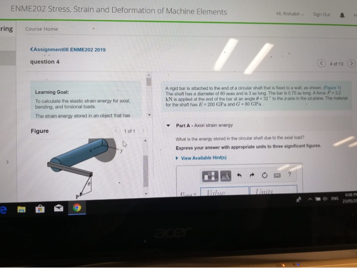 Solved ENME202 Stress, Strain and Deformation of Machine | Chegg.com