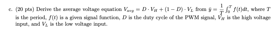 Solved 1 C. (20 pts) Derive the average voltage equation | Chegg.com