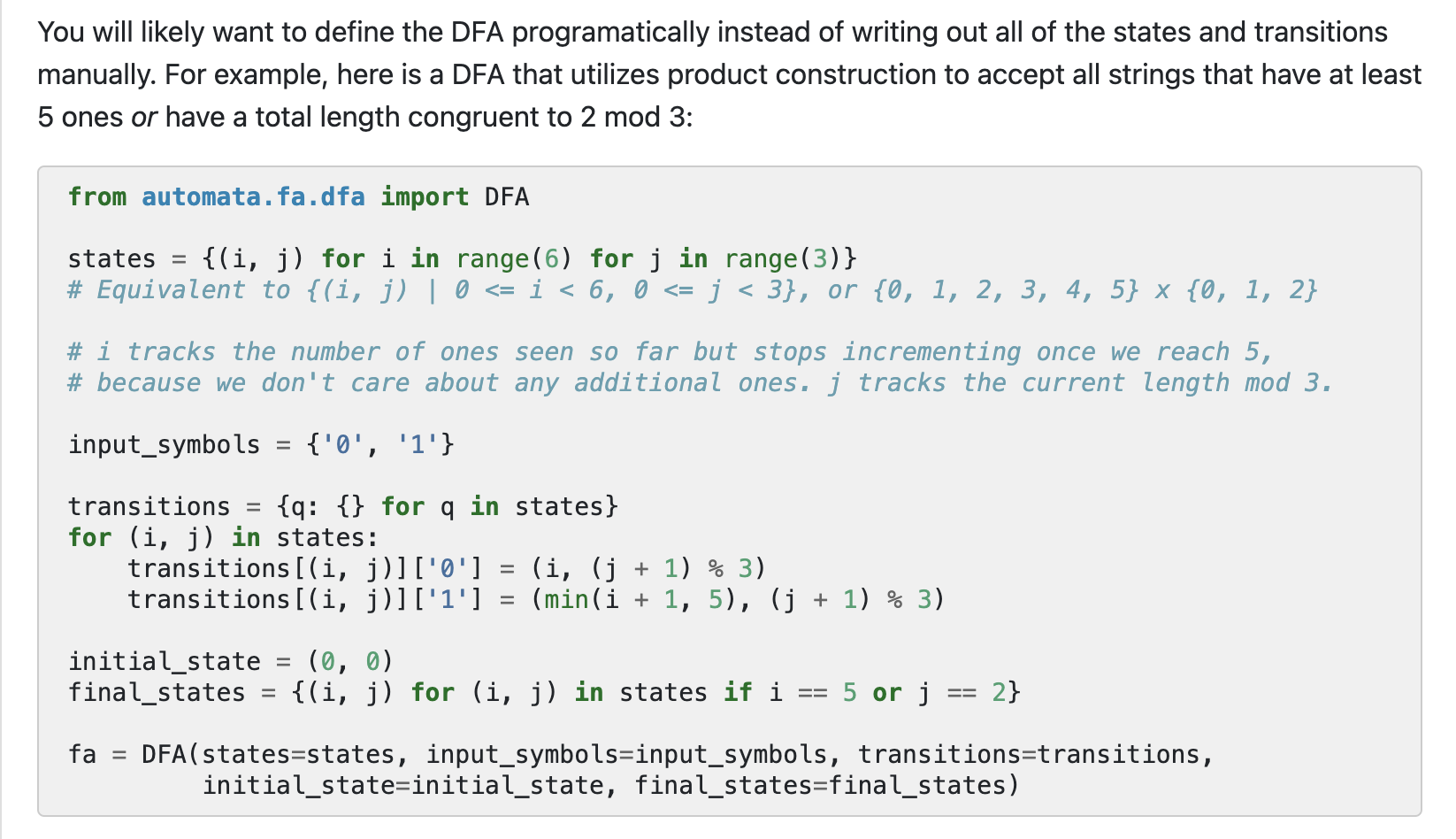 Solved InstructionsYour code should define the finite | Chegg.com