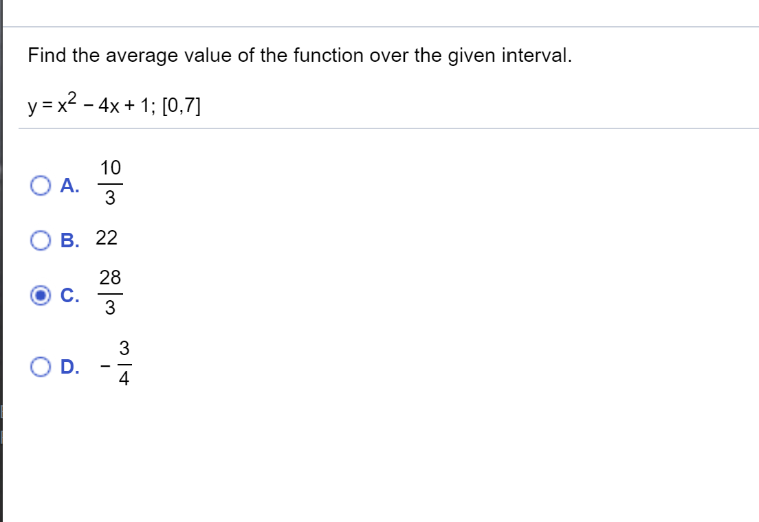 Solved Find the average value of the function over the given | Chegg.com