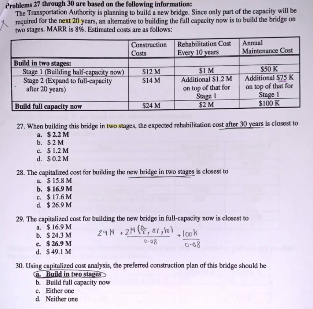 Solved Problems 27 through 30 are based on the following | Chegg.com
