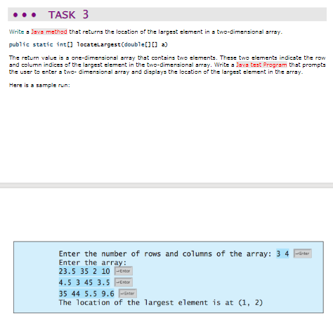 Solved TASK 3 Write lave method that returns the location of | Chegg.com