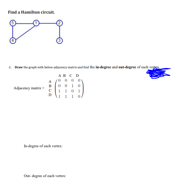 [Solved]: Find a Hamilton circuit. c. Draw the graph with