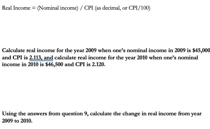 Solved Real Income (Nominal income) CPI (as decimal, or | Chegg.com