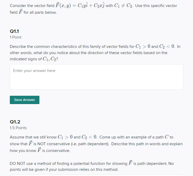 Consider the vector field F(x,y)=C1yi^+C2xj^ with | Chegg.com