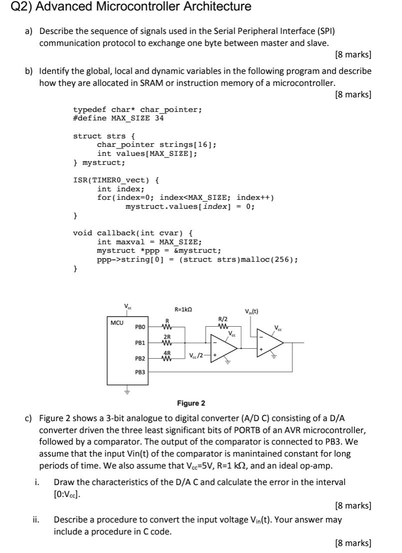 Solved Q2) Advanced Microcontroller Architecture a) Describe | Chegg.com