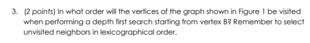 Solved Figure 1 Graph for BFS and DFS Problems 3. (2 | Chegg.com