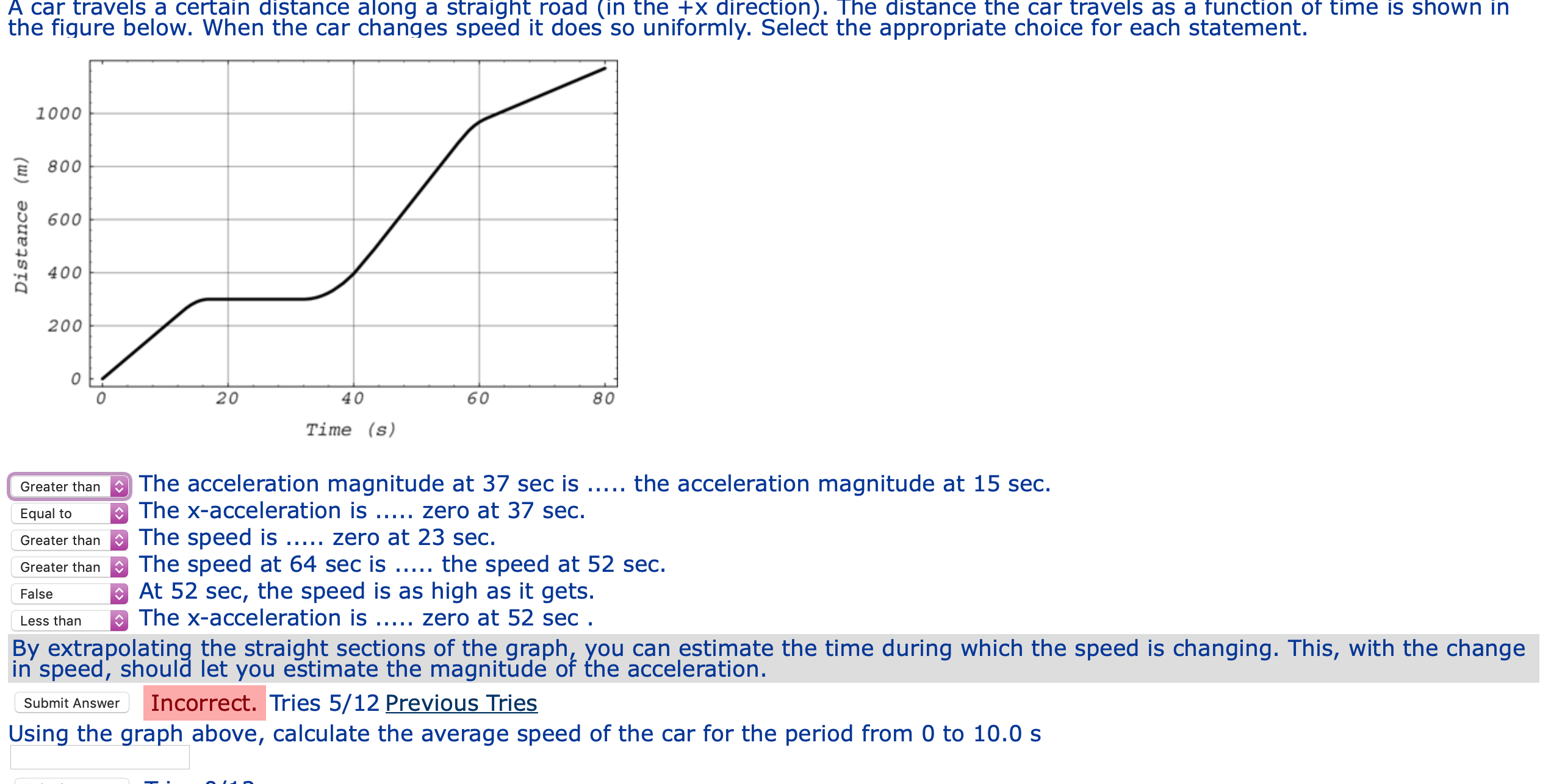 Solved The acceleration magnitude at 37sec is ..... the | Chegg.com