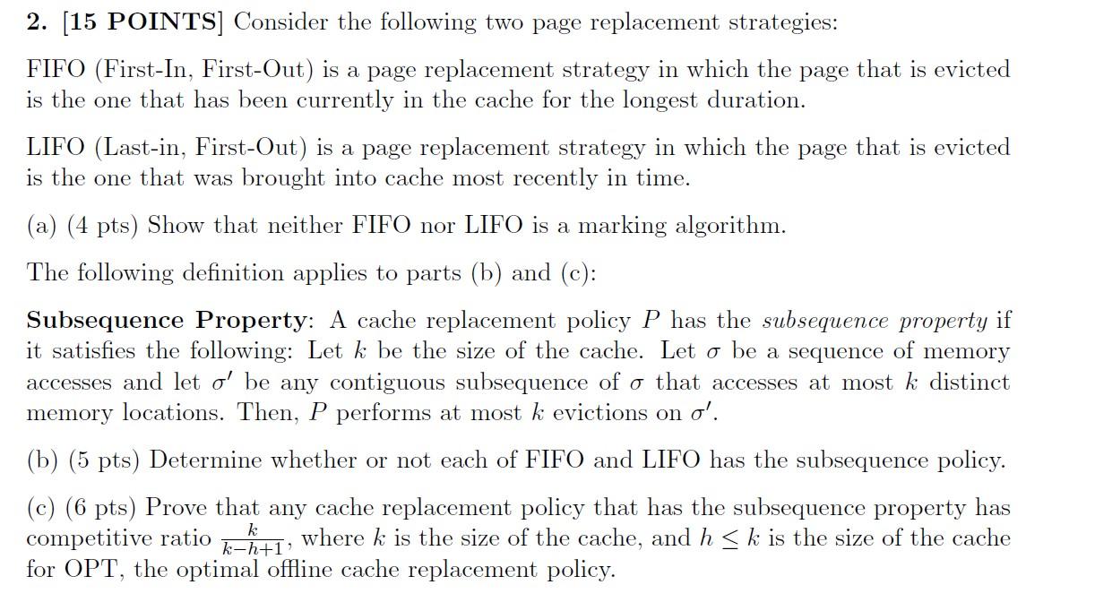Solved 2. [15 POINTS ] Consider the following two page | Chegg.com