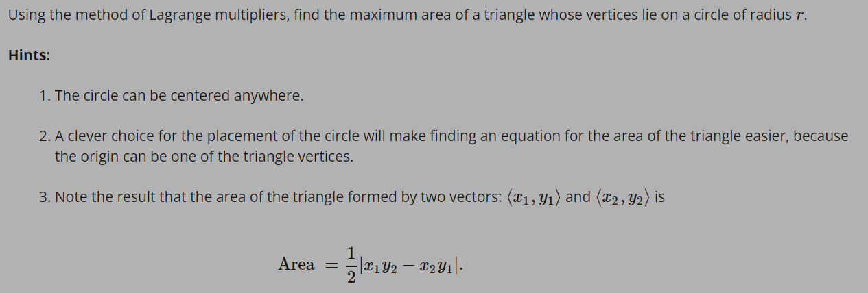 Solved Using the method of Lagrange multipliers, find the | Chegg.com