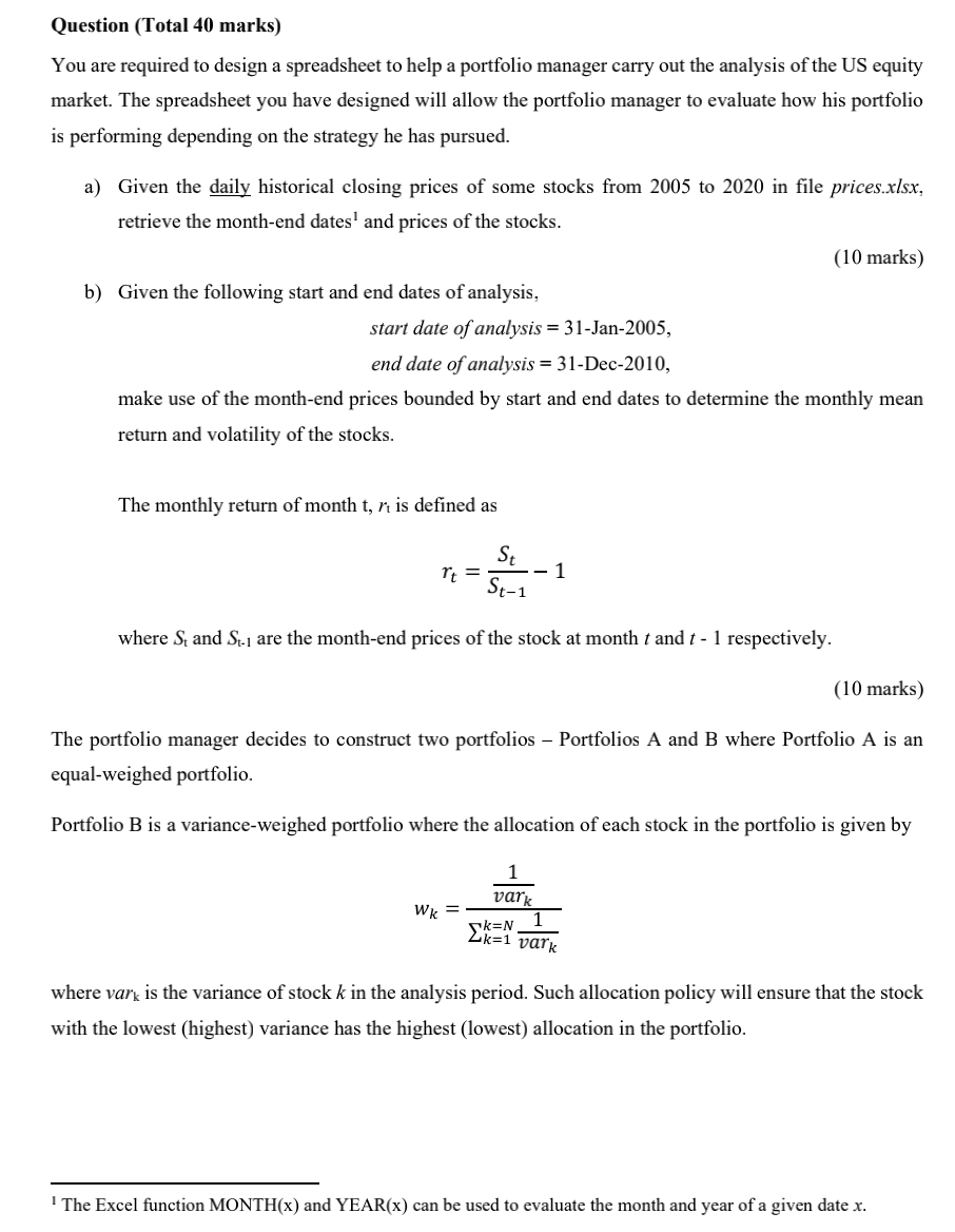 Question (Total 40 marks) You are required to design | Chegg.com