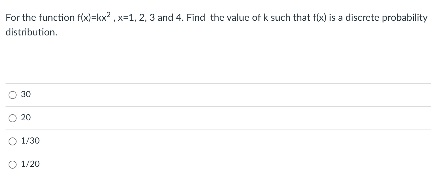 Solved For the function f(x)=kx^2 , x=1, 2, 3 and 4. Find | Chegg.com
