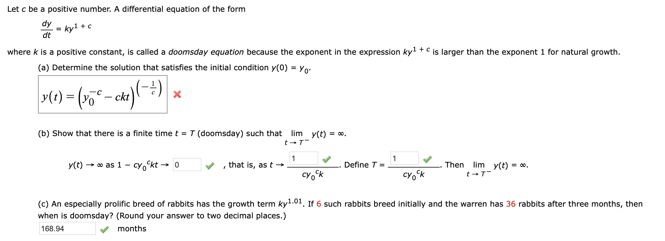 Solved Let c be a positive number. A differential equation | Chegg.com