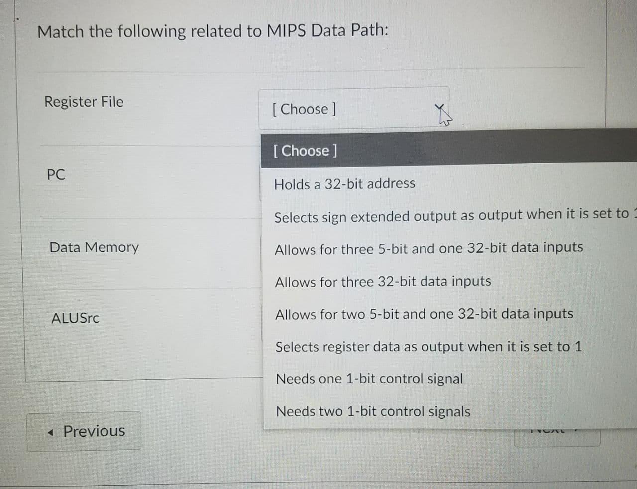 Solved Match the following related to MIPS Data Path: | Chegg.com