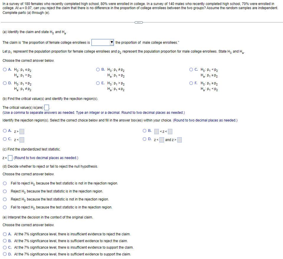 Solved In a survey of 180 females who recently completed | Chegg.com