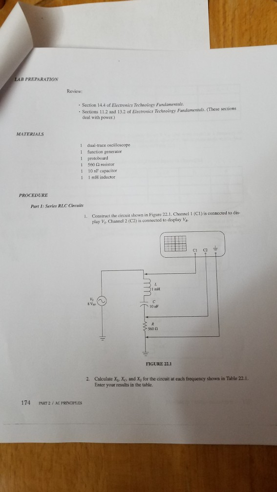 Solved I need to calculate XL, XC, and XS for the circuit at | Chegg.com