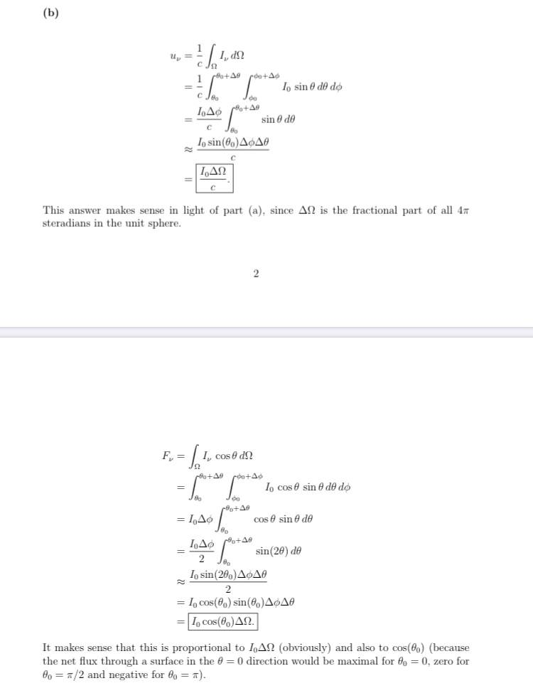 Solved (b) 1 u = 1, dΩ 1 +49 " roo+A Io sin do do 1,46 +49 | Chegg.com