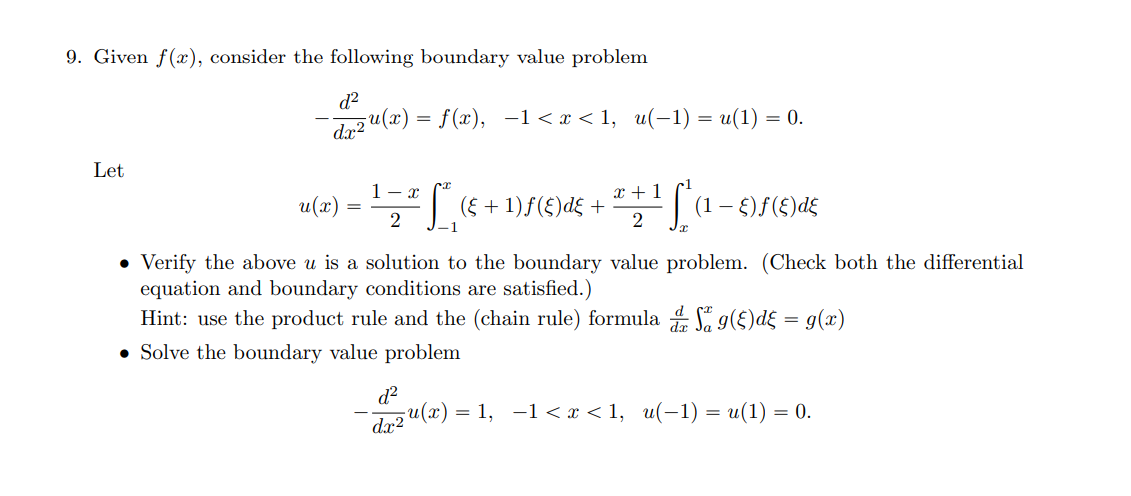 Solved Given f(x), ﻿consider the following boundary value | Chegg.com