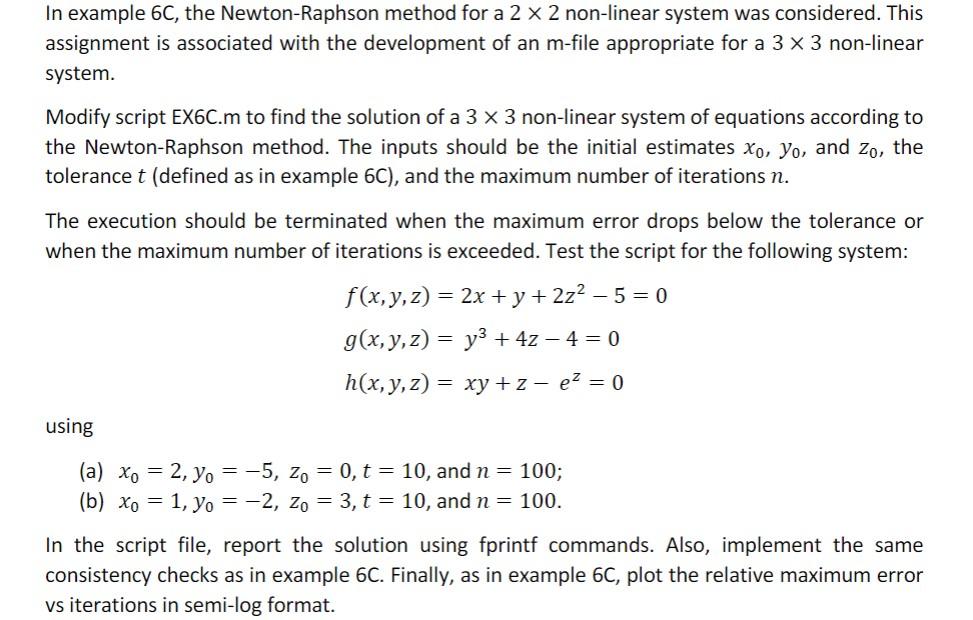 Solved In example 6C, the Newton-Raphson method for a 2 x 2 | Chegg.com