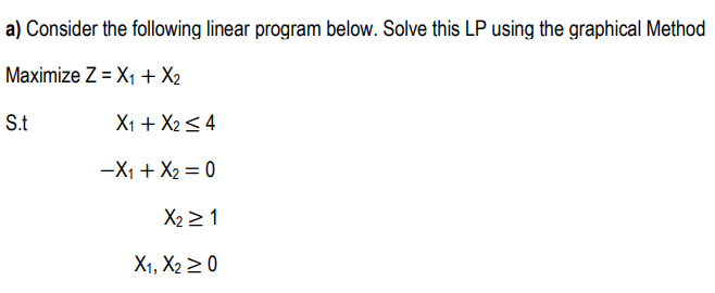 Solved a) Consider the following linear program below. Solve | Chegg.com
