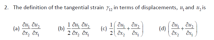 Solved 2. The definition of the tangential strain γ12 in | Chegg.com