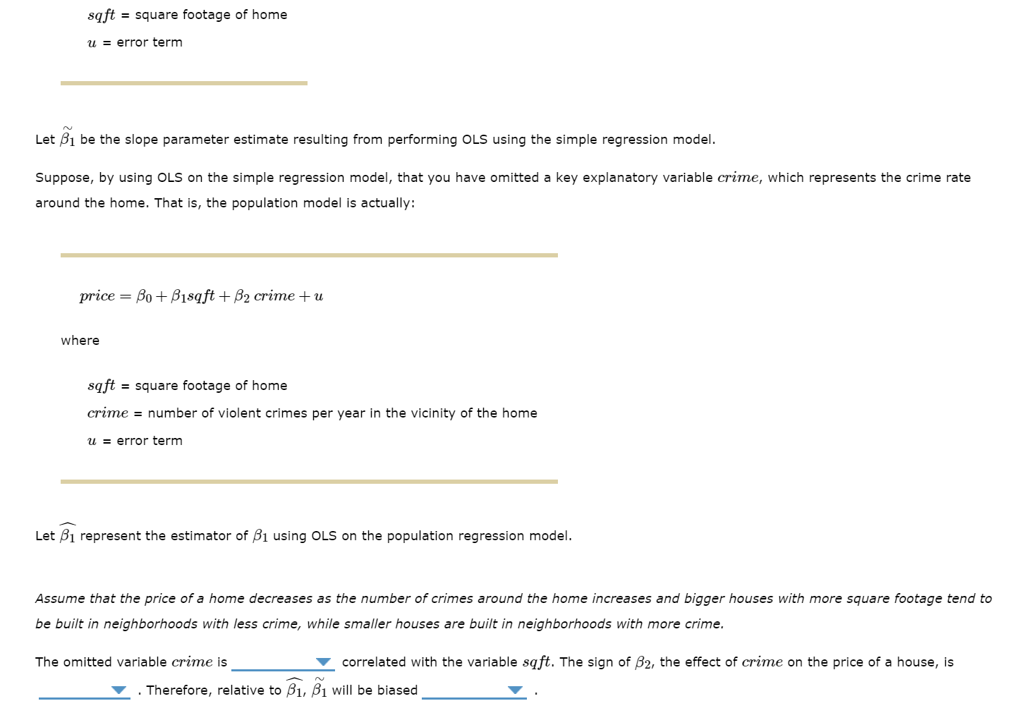 Solved 10. Omitted variable bias in the simple model Suppose | Chegg.com