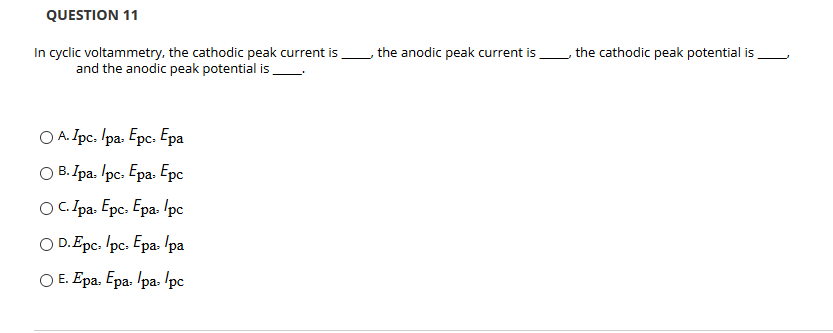 Solved QUESTION 10 In cyclic voltammetry, the current is | Chegg.com