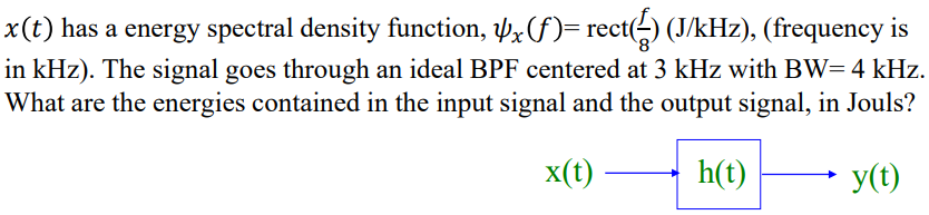 Solved x(t) has a energy spectral density function, | Chegg.com