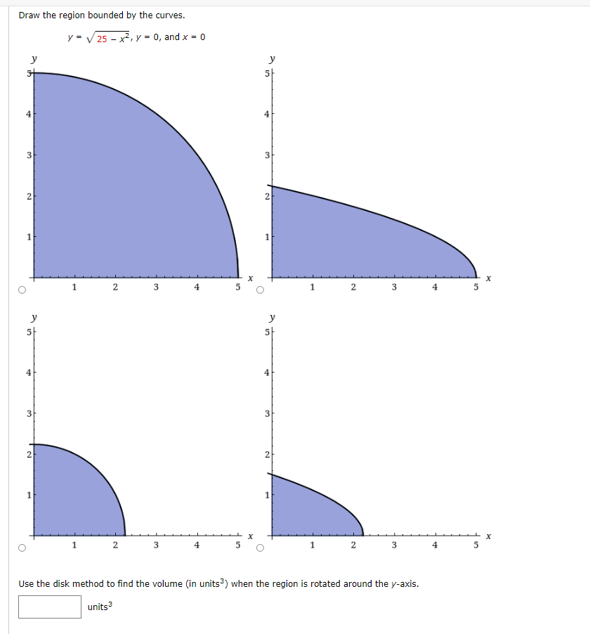 Solved Draw the region bounded by the curves. y = 25 - X2, y | Chegg.com