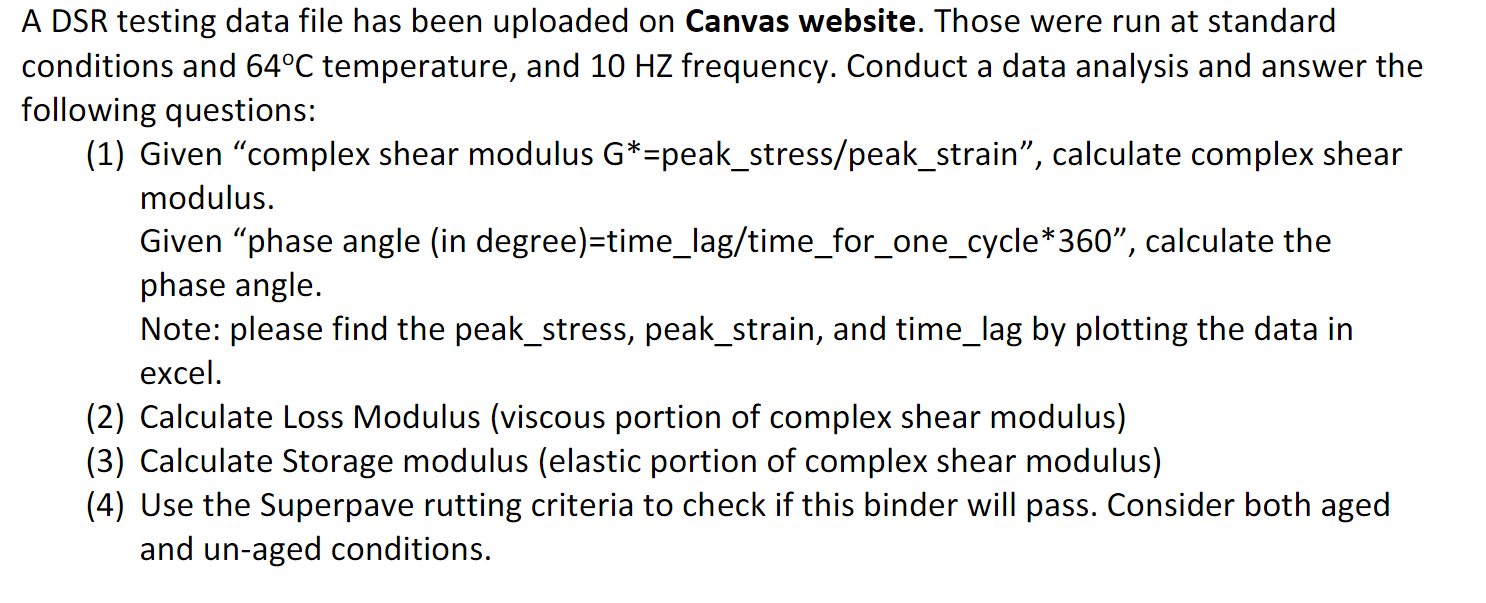 Solved A DSR testing data file has been uploaded on Canvas | Chegg.com