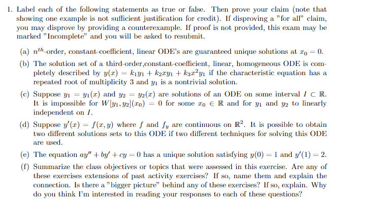 Solved Label each of the following statements as true or | Chegg.com