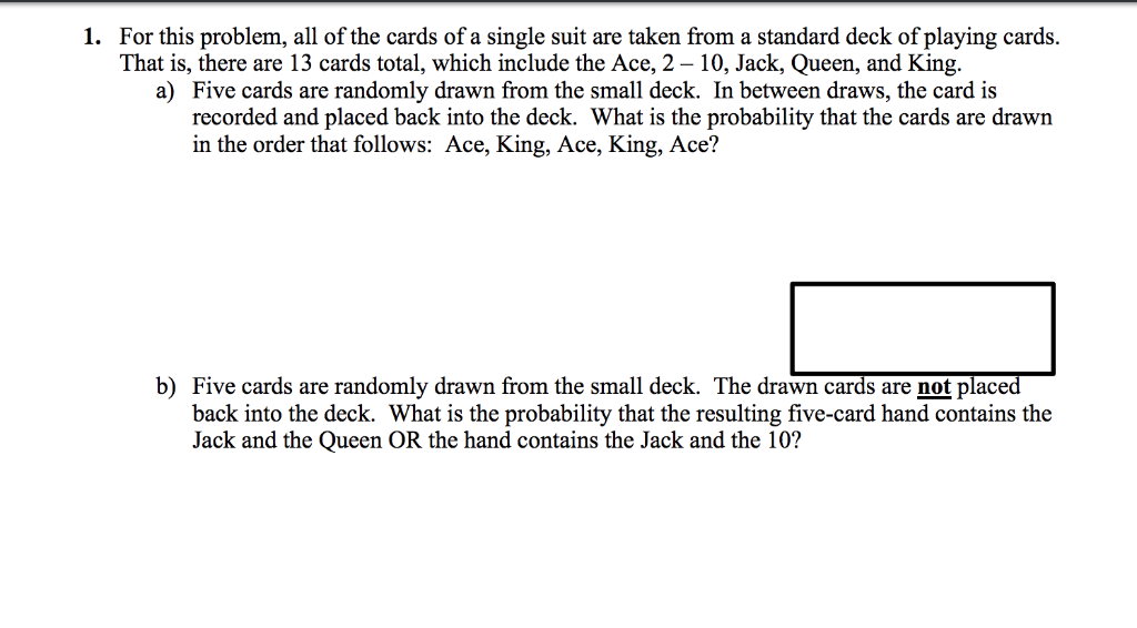 Solved For this problem, all of the cards of a single suit | Chegg.com