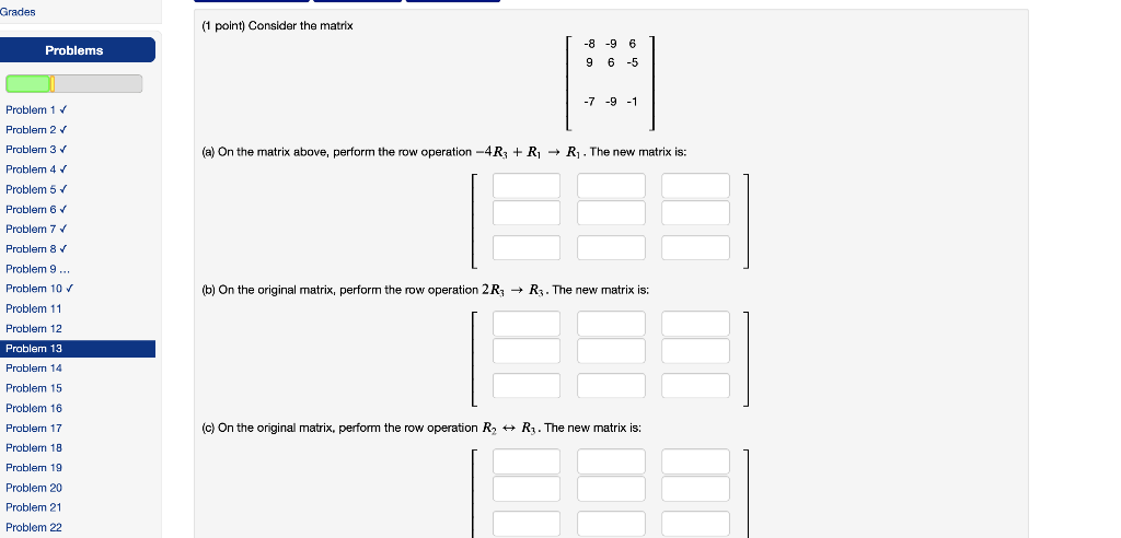 Solved (a) On the matrix above, perform the row operation | Chegg.com