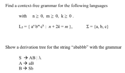 Solved Find a context-free grammar for the following | Chegg.com