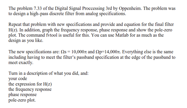 Solved The problem 7.33 of the Digital Signal Proccessing | Chegg.com