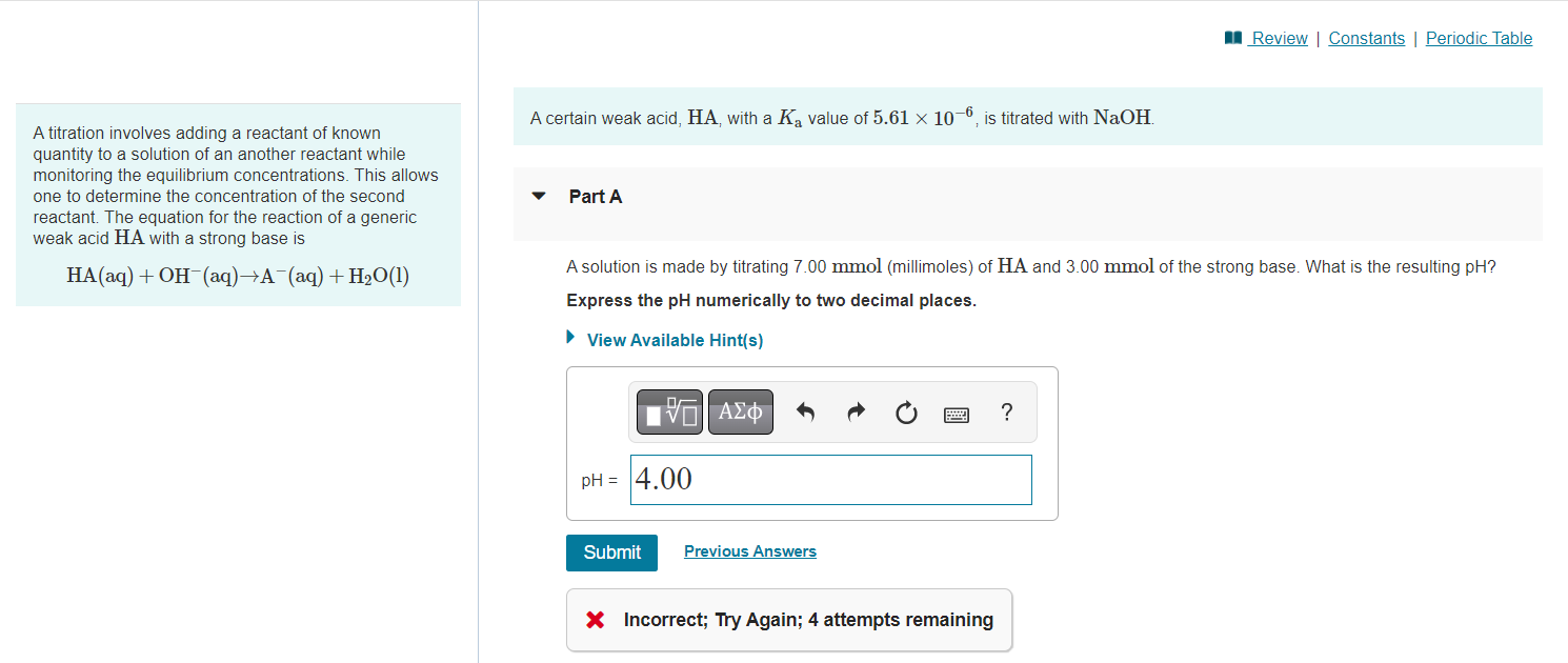 Solved A titration involves adding a reactant of known A | Chegg.com