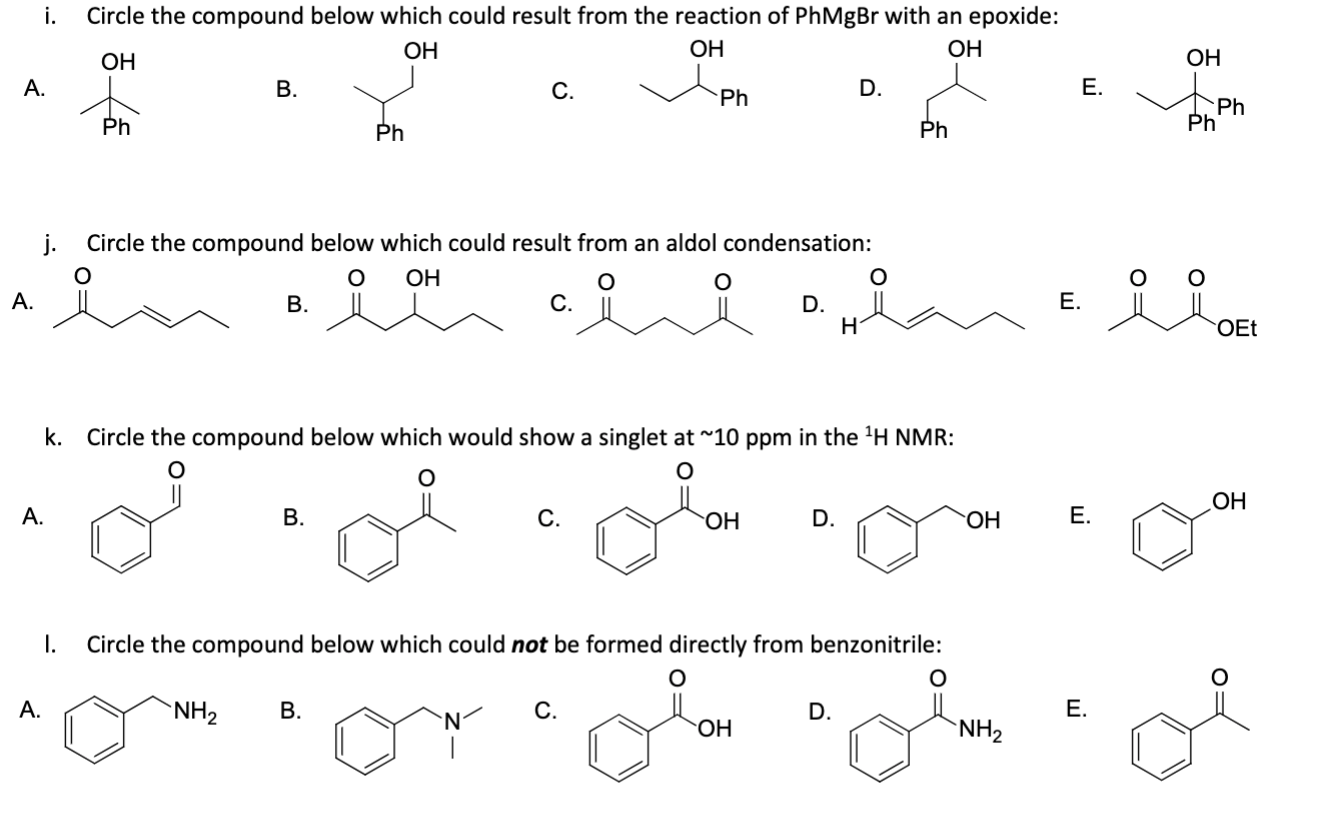 Solved i. Circle the compound below which could result from | Chegg.com