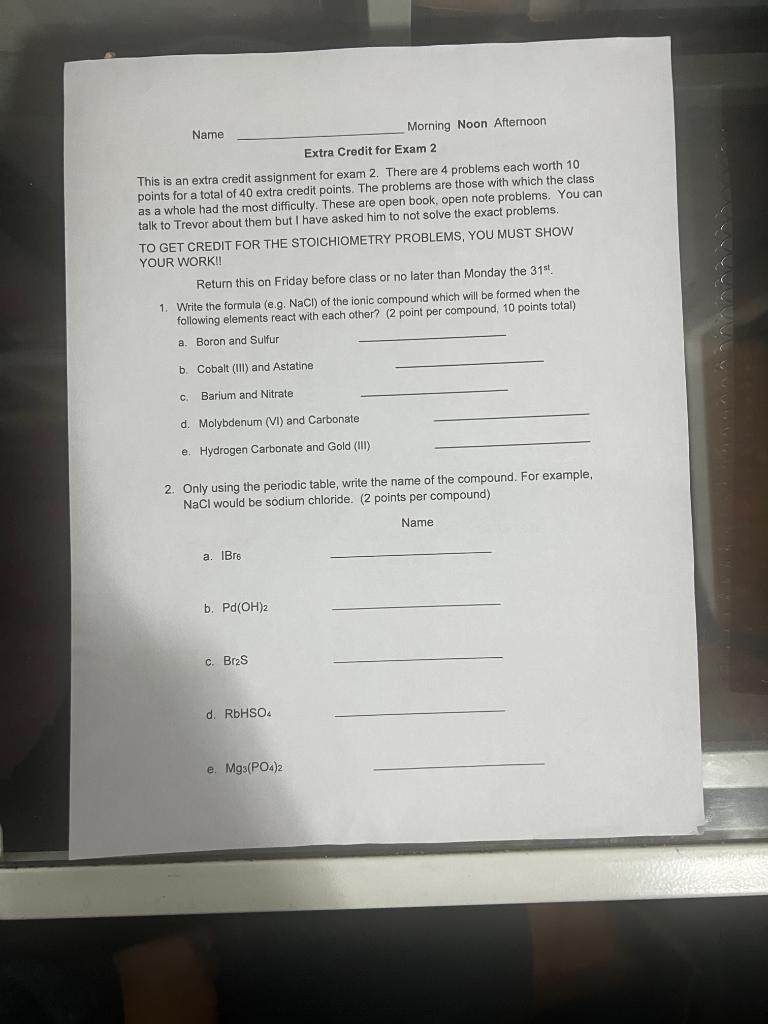 Solved This is an extra credit assignment for exam 2. There | Chegg.com