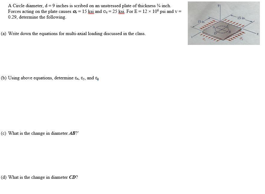 Solved A Circle diameter, d = 9 inches is scribed on an | Chegg.com