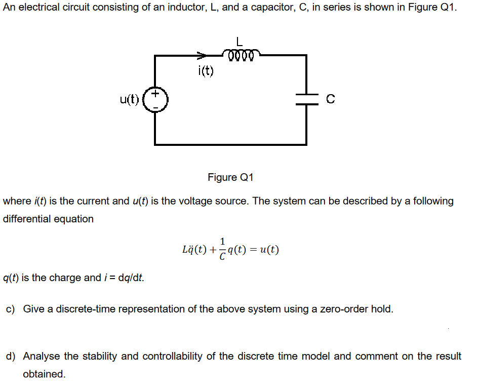Solved An electrical circuit consisting of an inductor, L, | Chegg.com