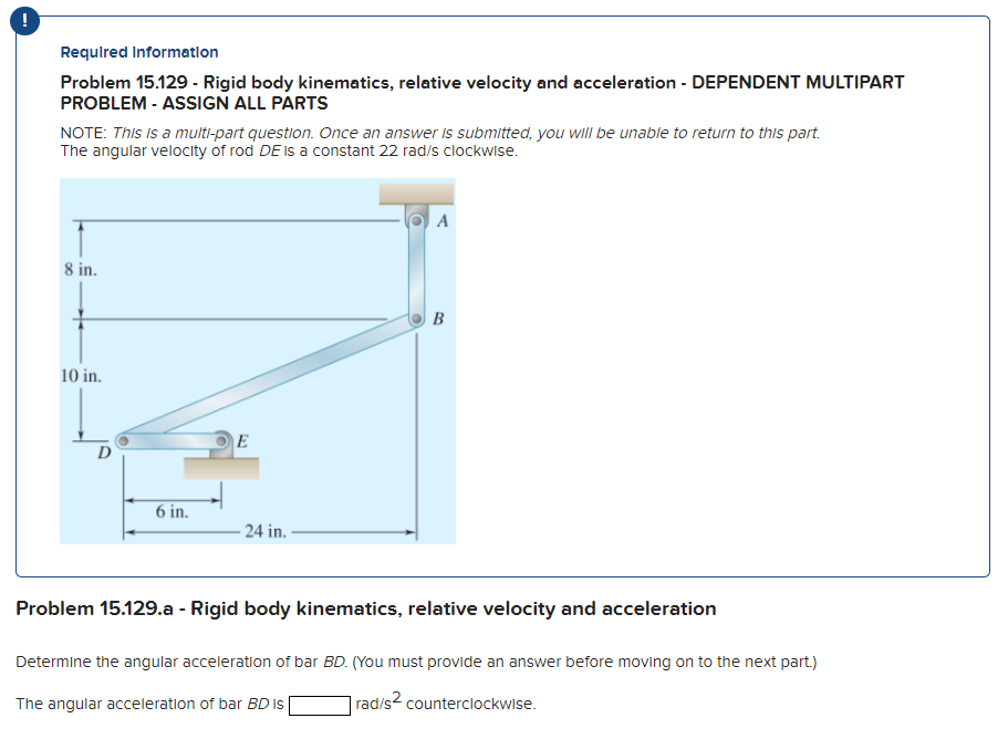 Solved Problem 15.129.a - ﻿Rigid body kinematics, relative | Chegg.com