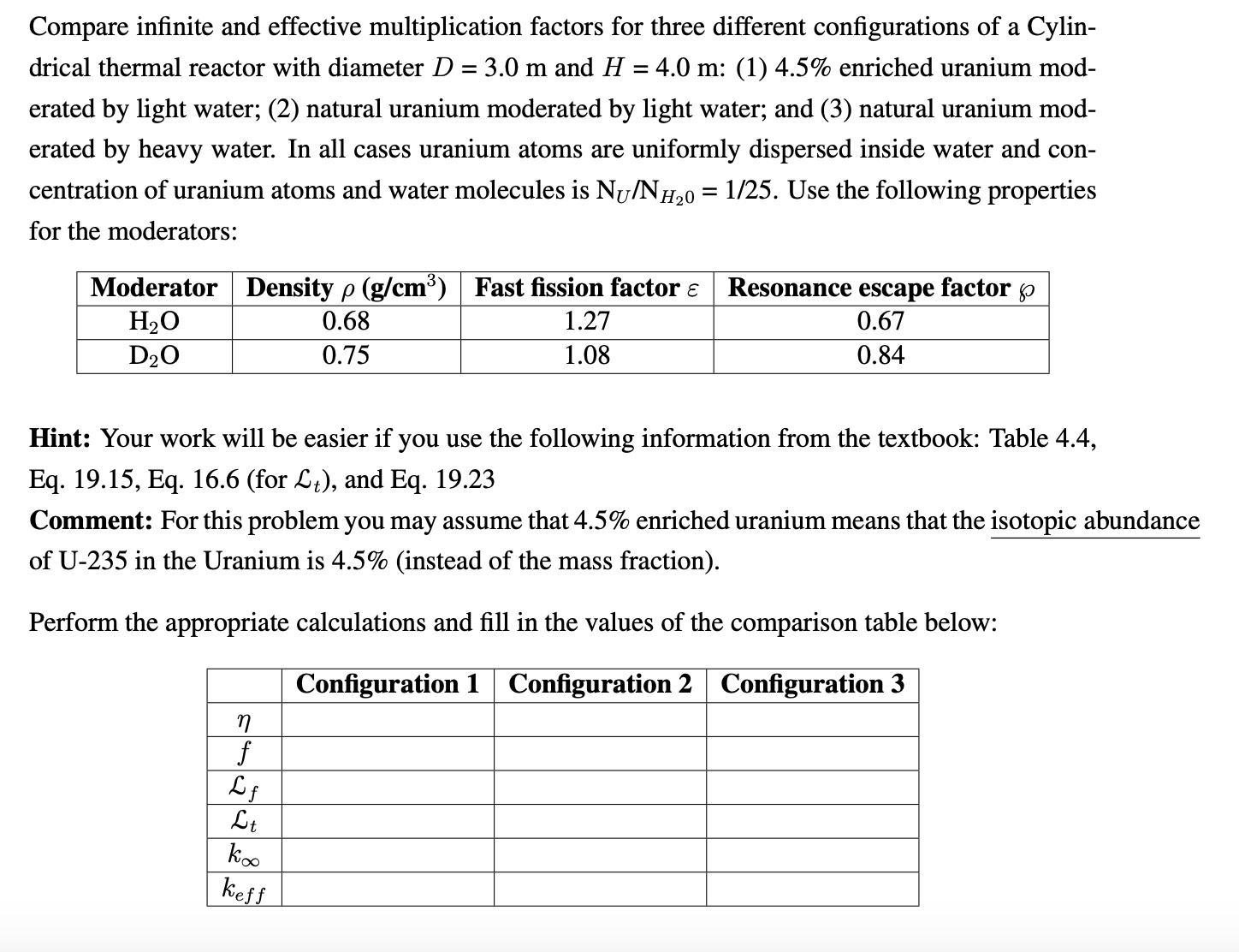 Compare infinite and effective multiplication factors | Chegg.com