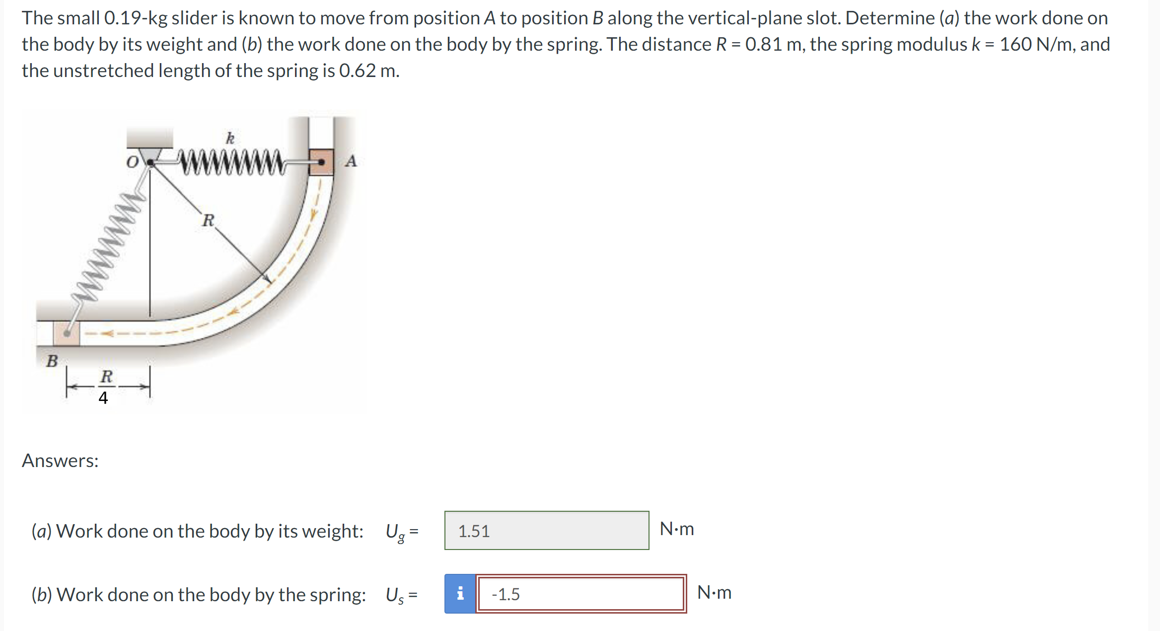 Solved The small 0.19-kg ﻿slider is known to move from | Chegg.com