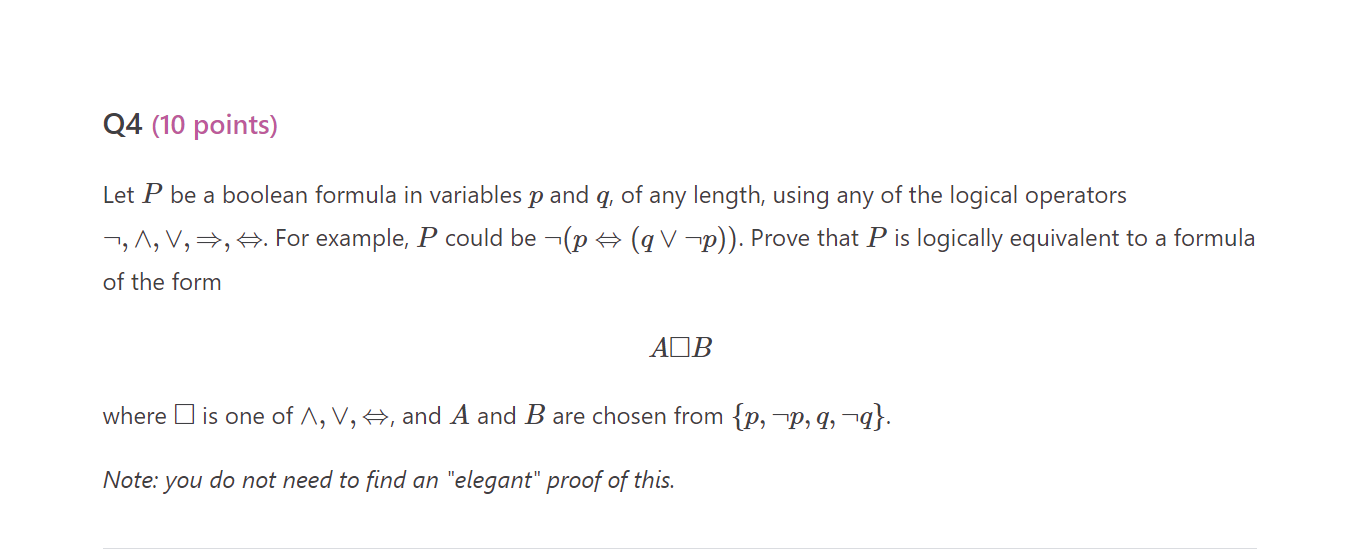Solved Let P ﻿be a boolean formula in variables p ﻿and q, | Chegg.com