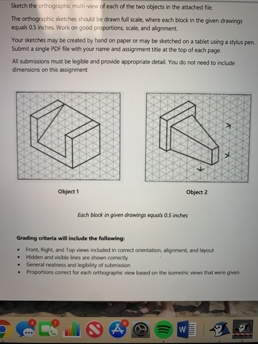 Solved Sketch the orthographic multi-view of each of the two | Chegg.com