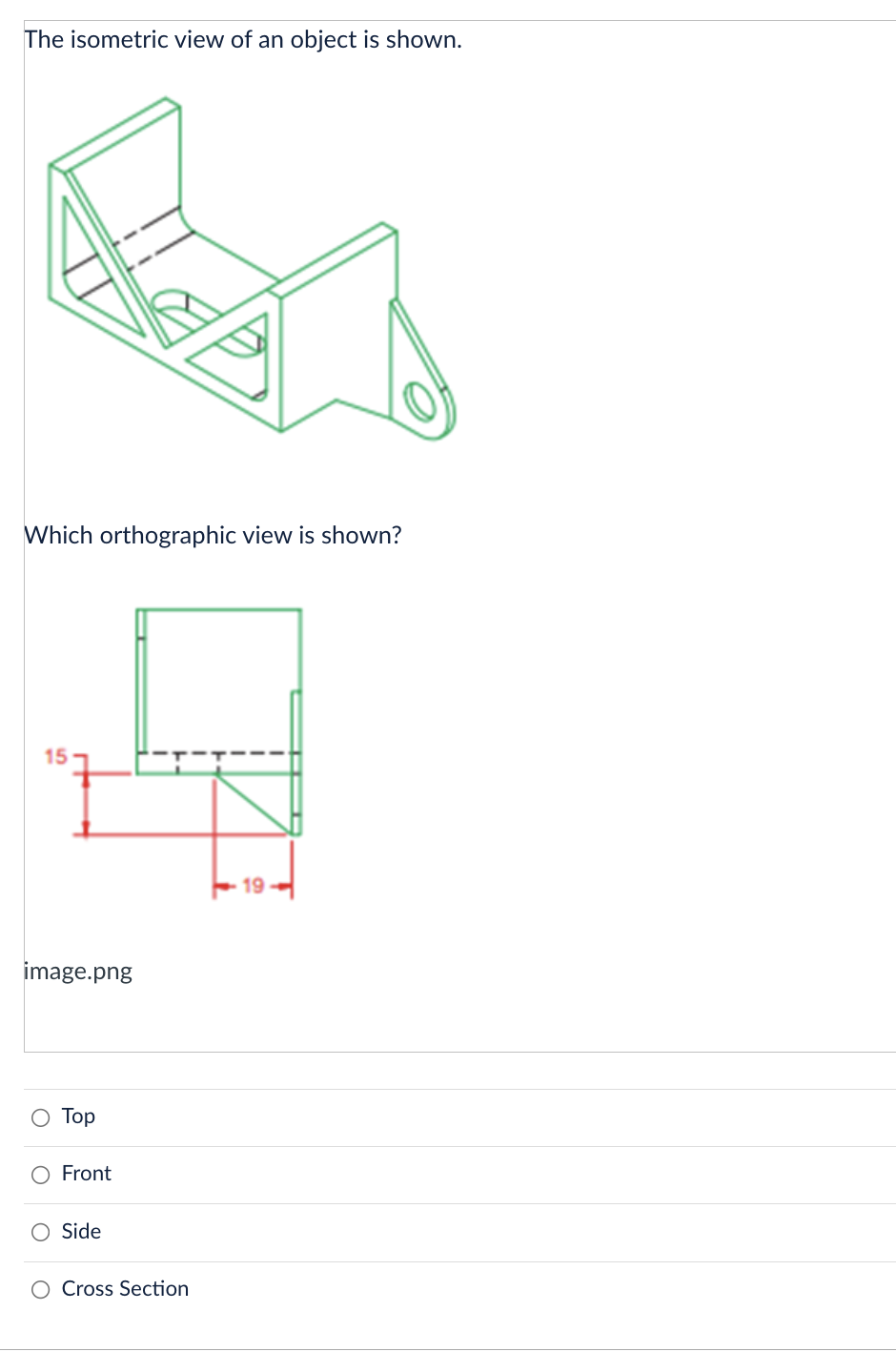 Solved The isometric view of an object is shown. Which | Chegg.com
