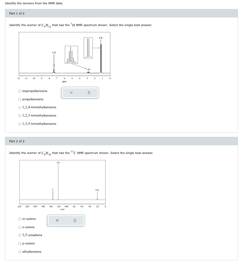 Solved Identify the isomers from the NMR data. Part 1 of 2 | Chegg.com