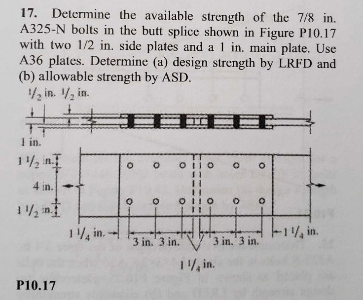 Answered: 17. Determine the available strength of the 7/8 i Answered: 17. Determine the available strength of the 7/8 i