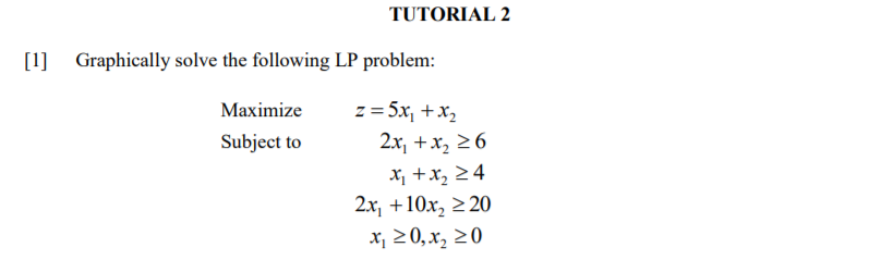 Solved TUTORIAL 2 [1] Graphically solve the following LP | Chegg.com